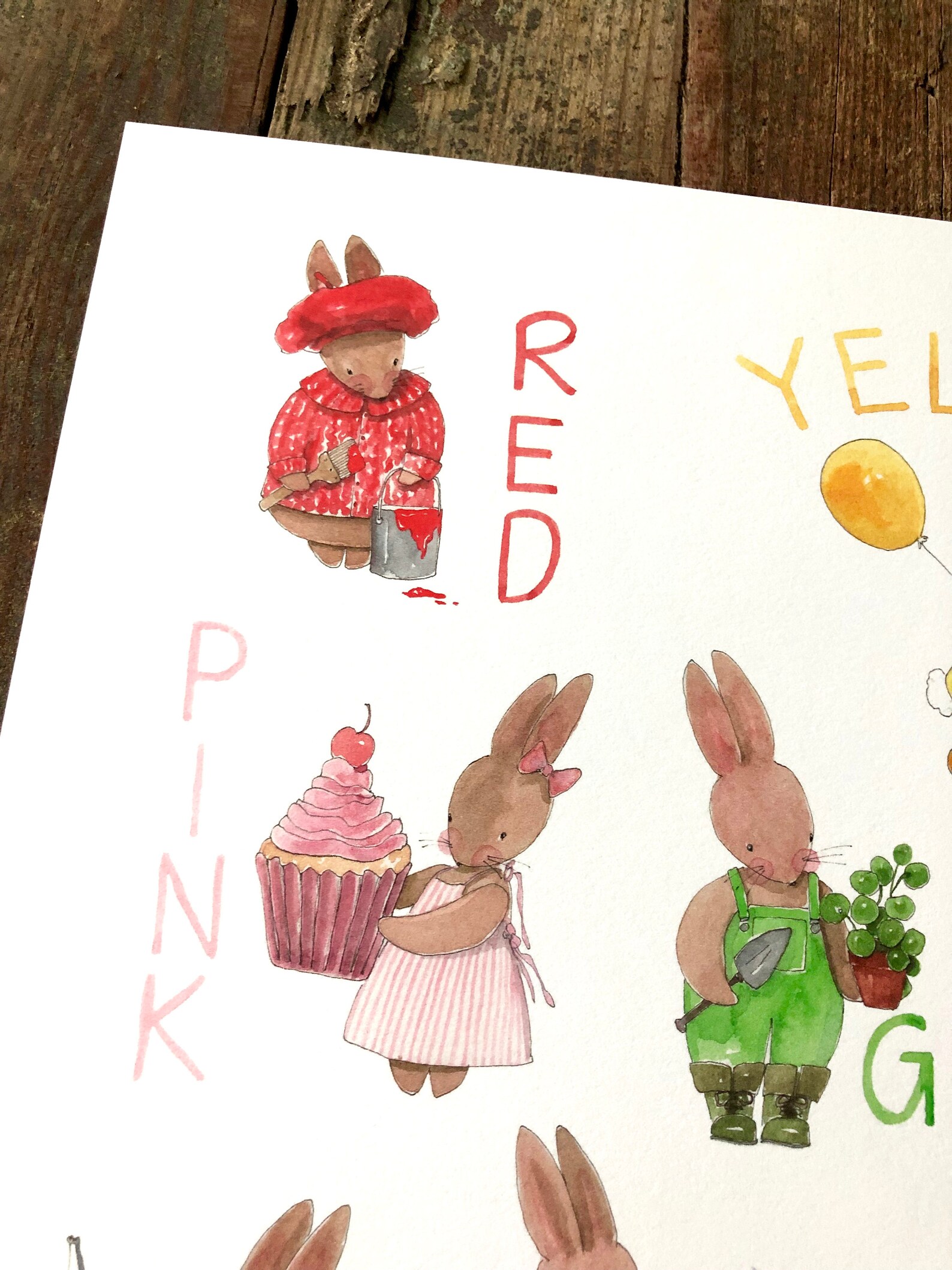 Nursery Art Bunny Color Chart 8x10 or 11x14 Gender Neutral | Etsy
