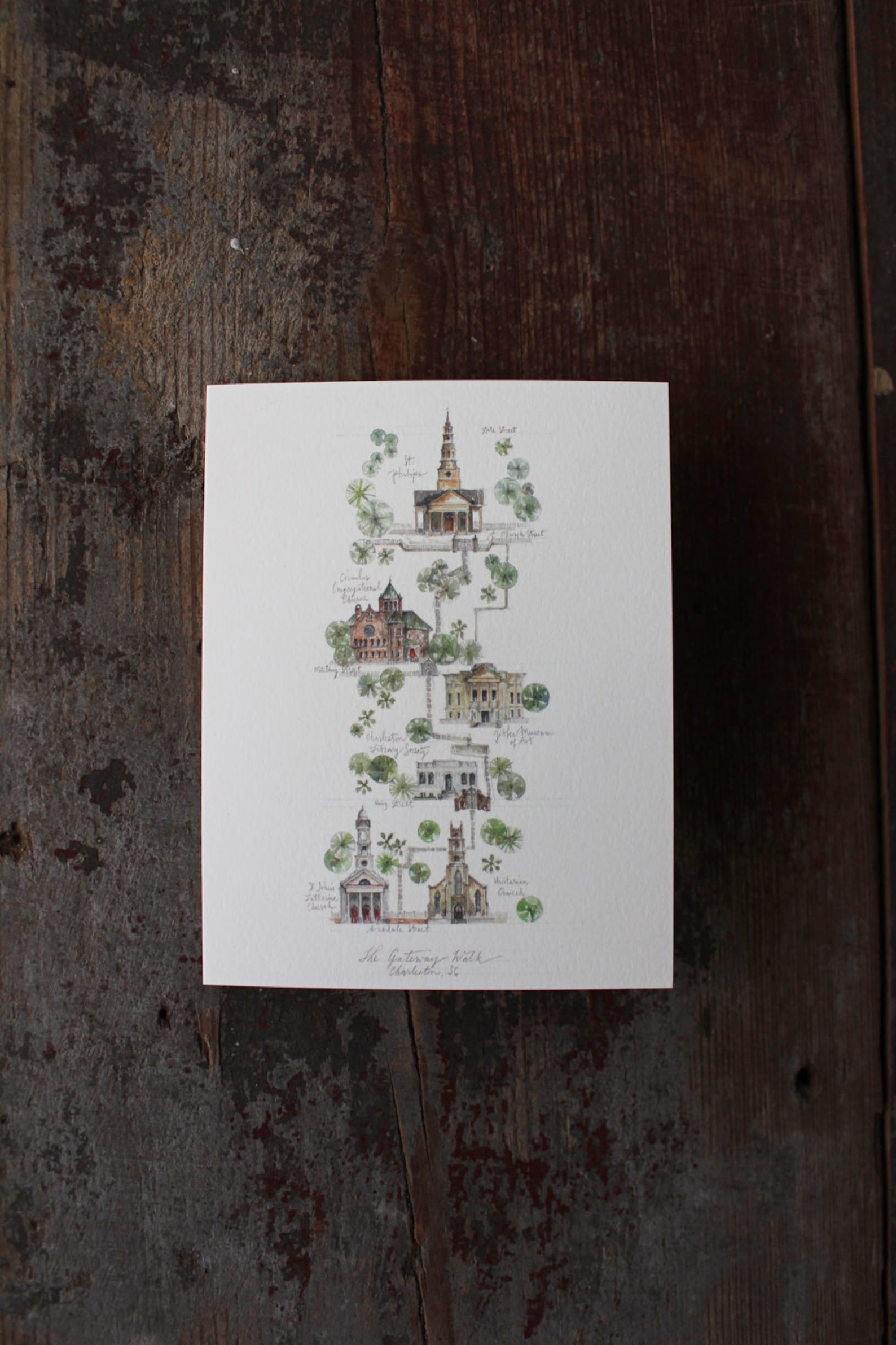 Charleston Gateway Walk Card Watercolor St. Philips - Etsy