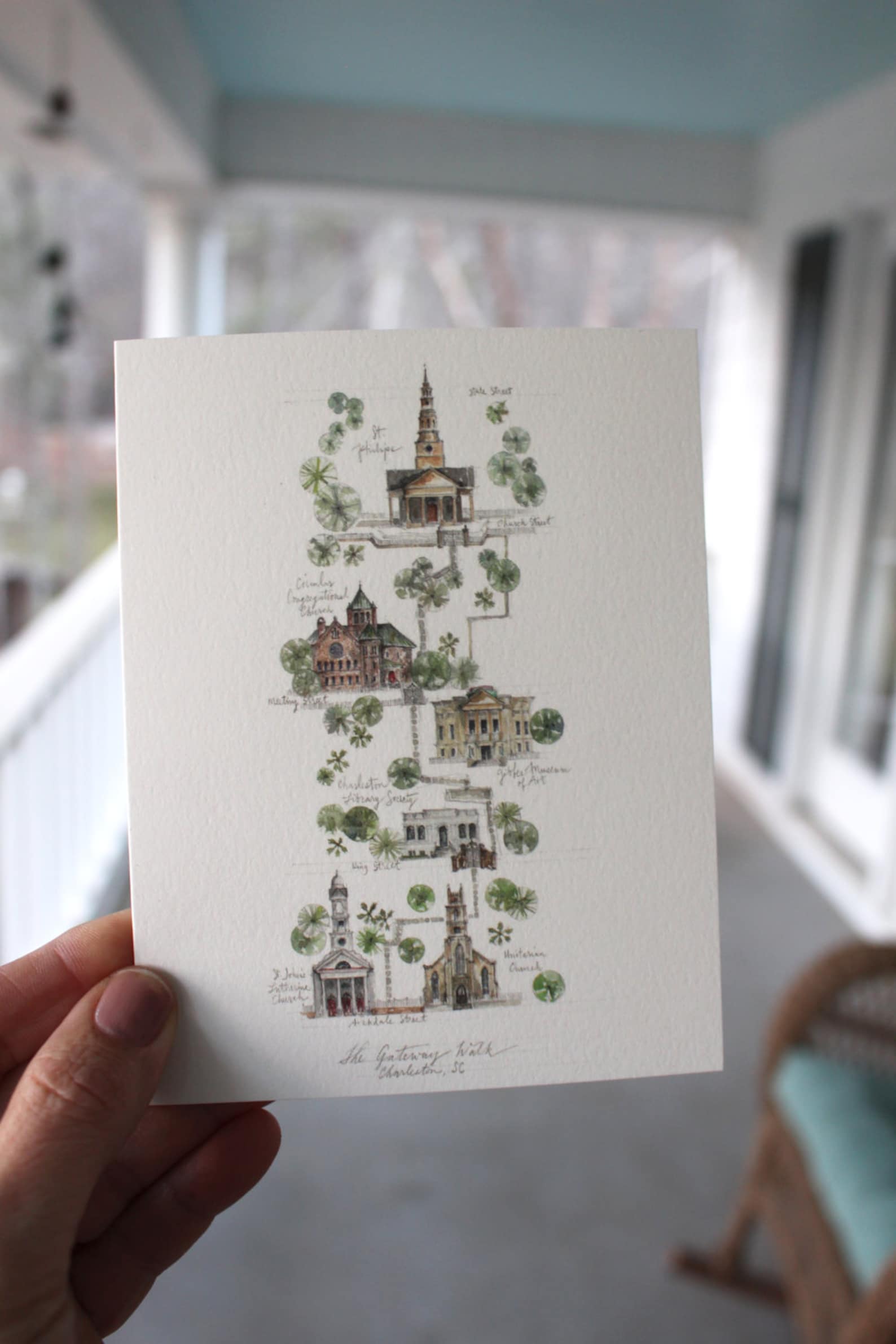 Charleston Gateway Walk Card Watercolor St. Philips - Etsy