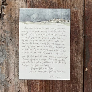 Bethlehem Watercolor and Pencil Sketch Hand Written Scripture - Birth ...