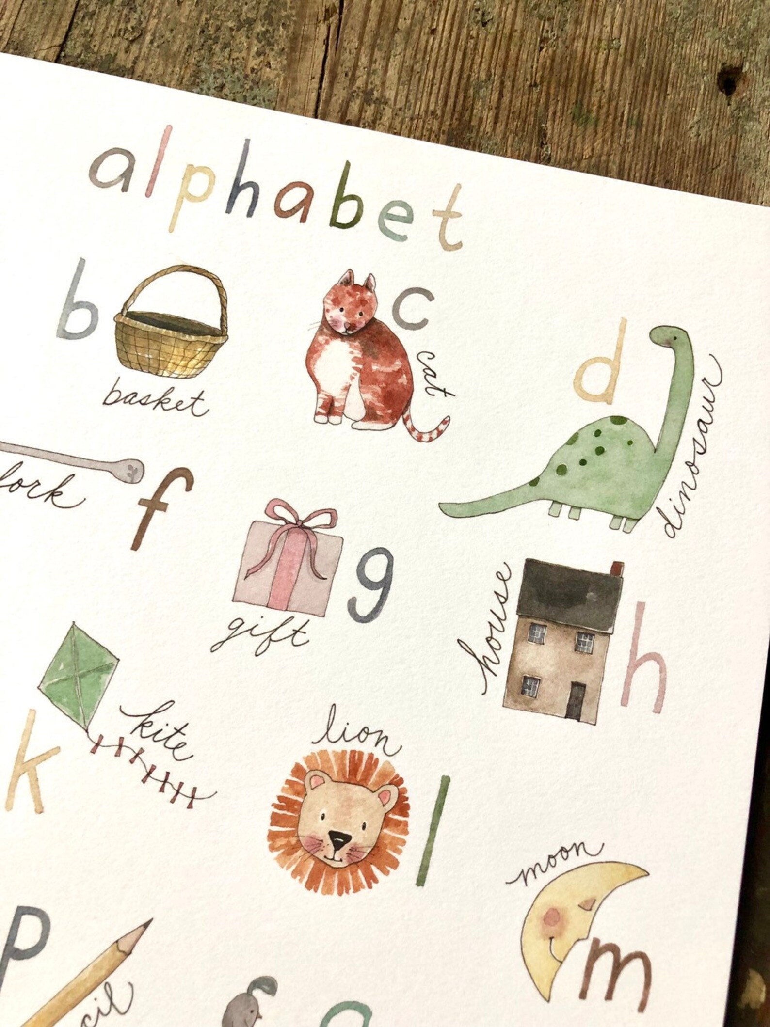 Alphabet Nursery Art Watercolor Alphabet Chart 8x10 or 11x14 | Etsy