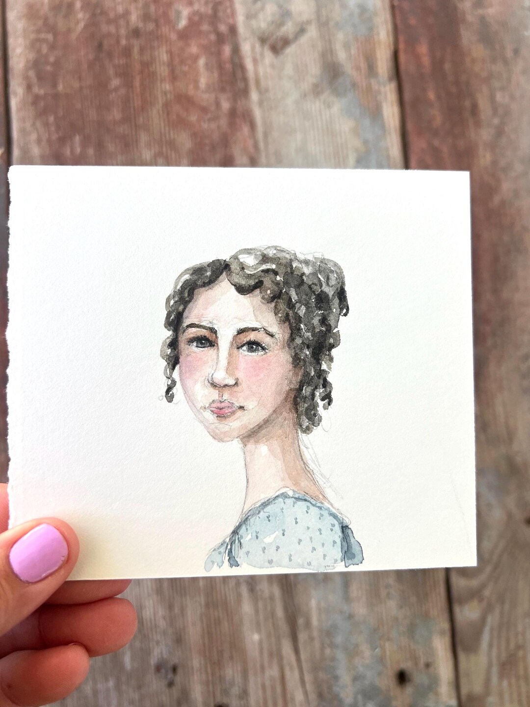 Original Jane Austen Watercolor Portrait: Pencil Sketch Illustration - Etsy