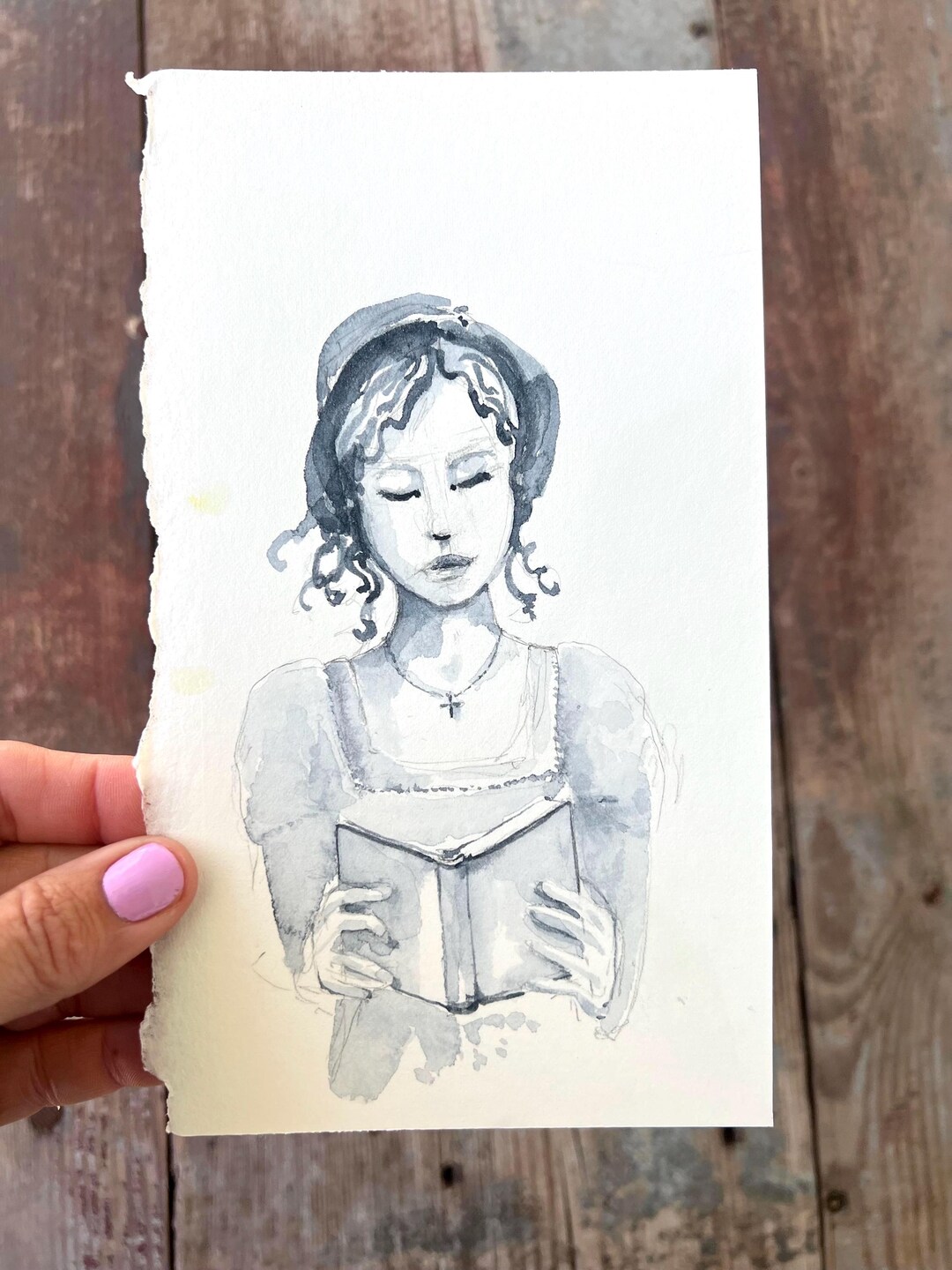 Original Jane Austen Watercolor Painting - Jane Austen Elizabeth Bennet ...