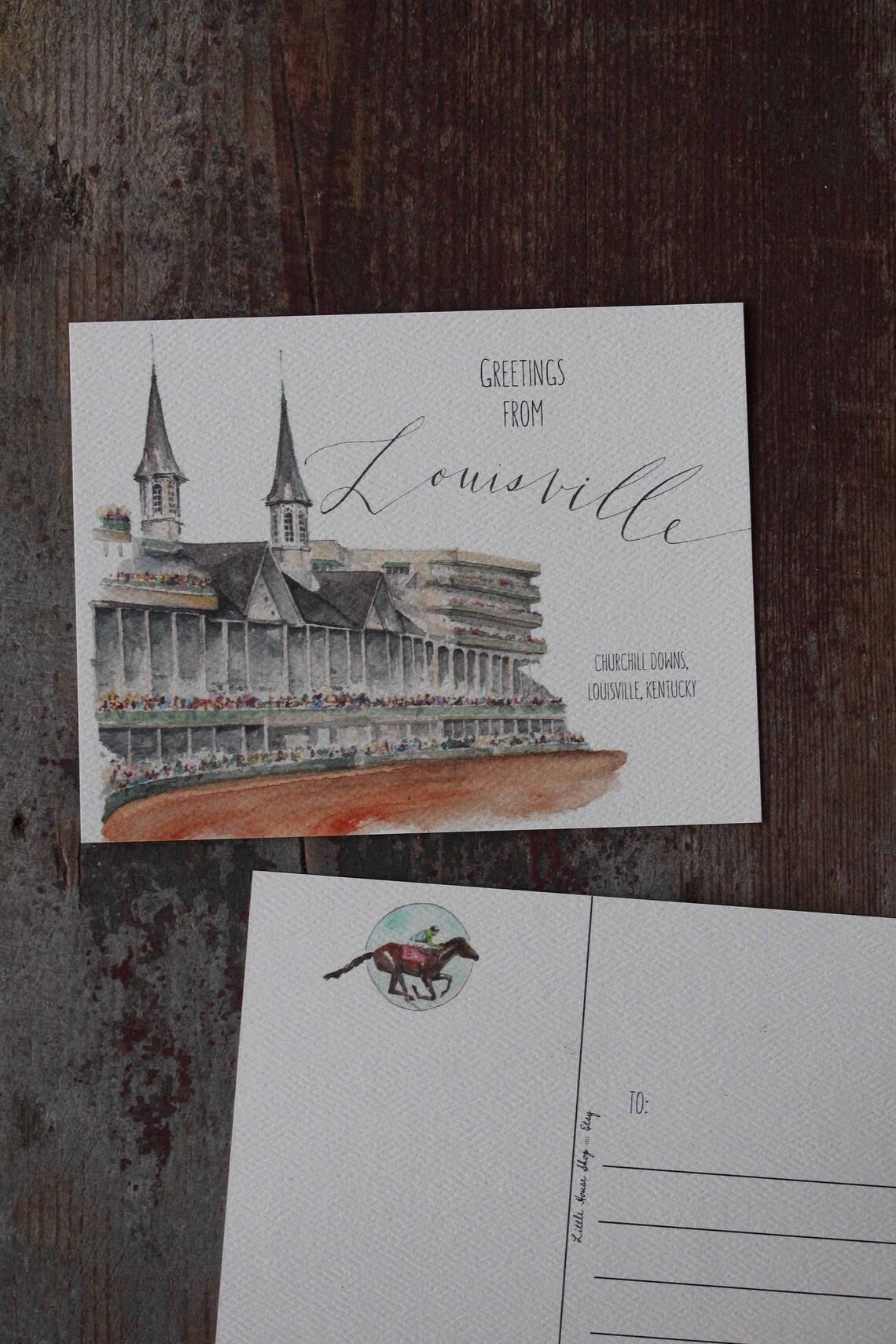 Kentucky Derby Postcard: Watercolor Churchill Downs Art - Etsy