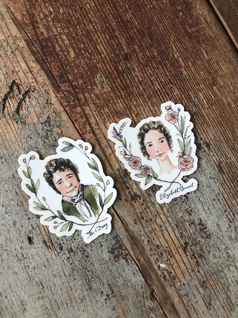 Mr. Darcy and Elizabeth Bennet Stickers From Jane Austen's | Etsy