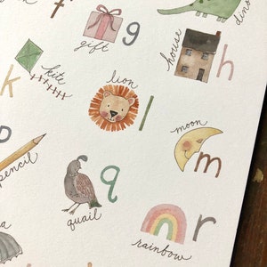 Alphabet Nursery Art - Watercolor Alphabet Chart 8x10 or 11x14 Gender ...
