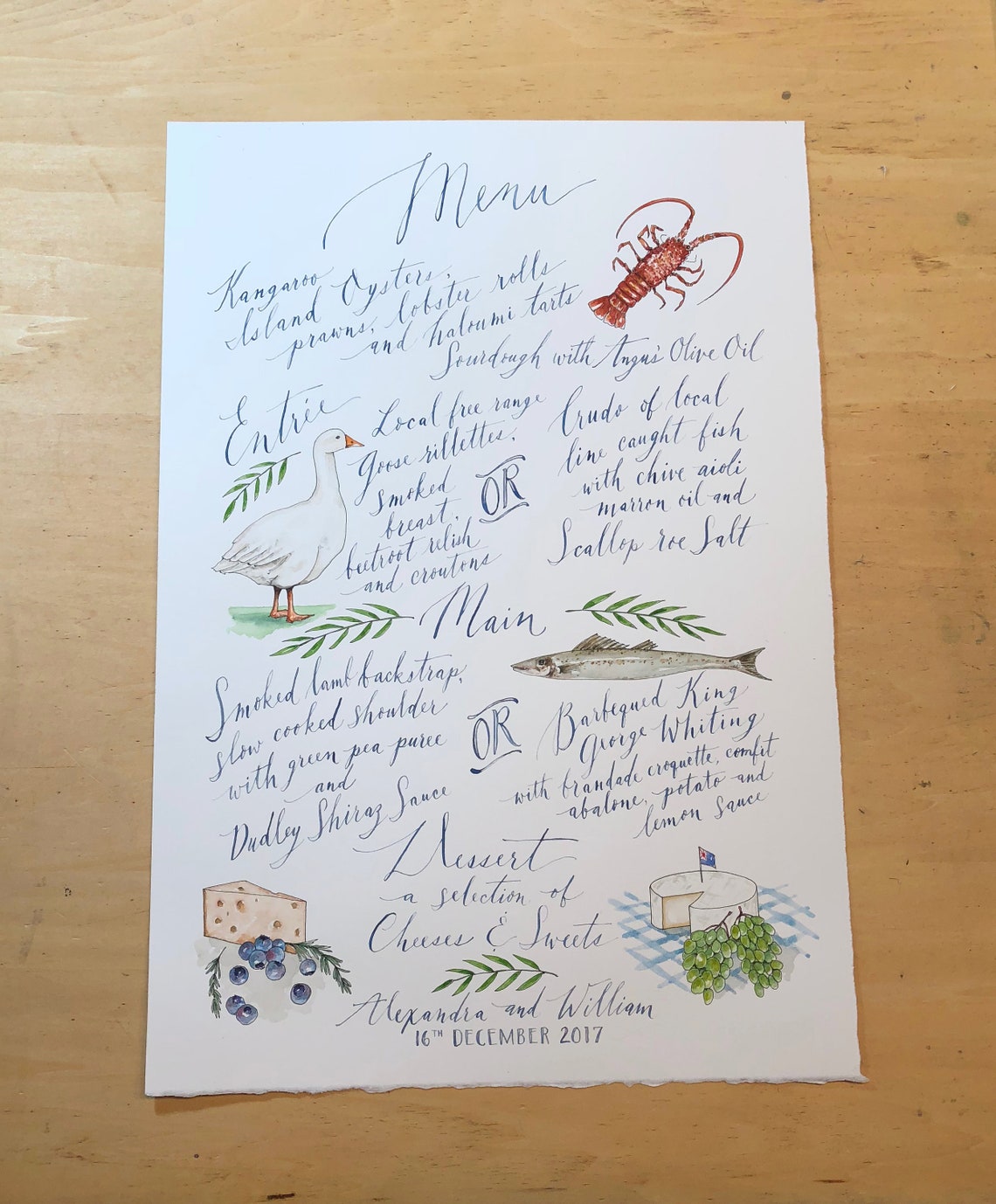 Made to Order Custom Menu Watercolor Illustration - Etsy