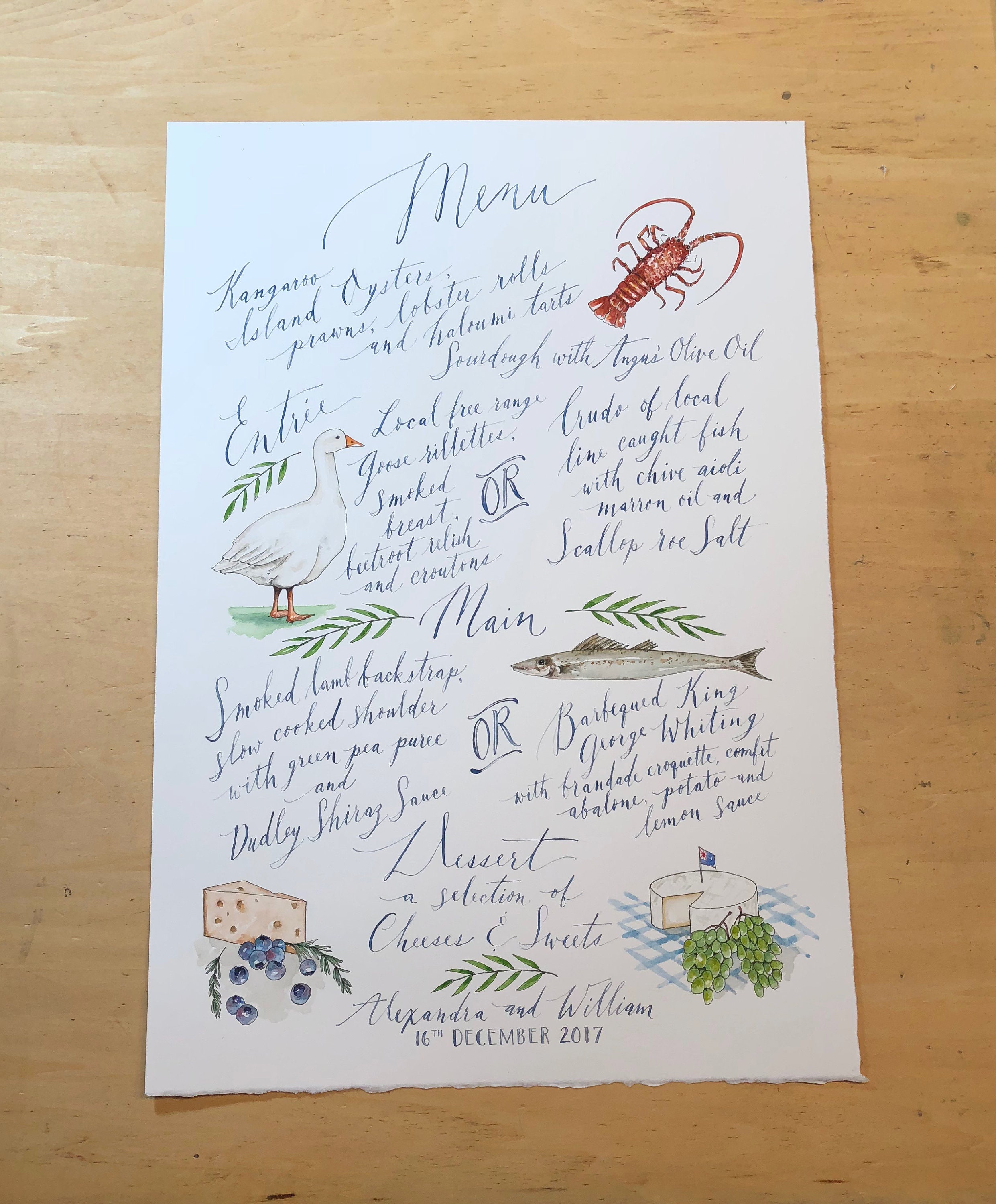 Made to Order Custom Menu Watercolor Illustration | Etsy