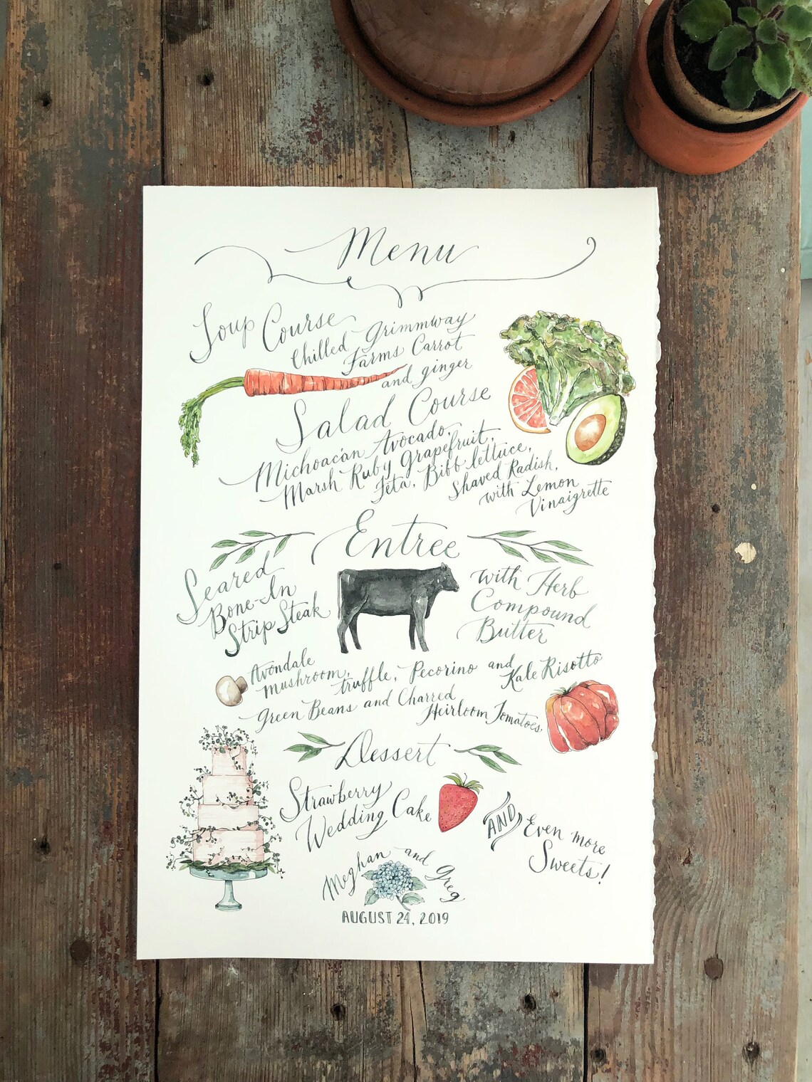 Made to Order Custom Menu Watercolor Illustration | Etsy