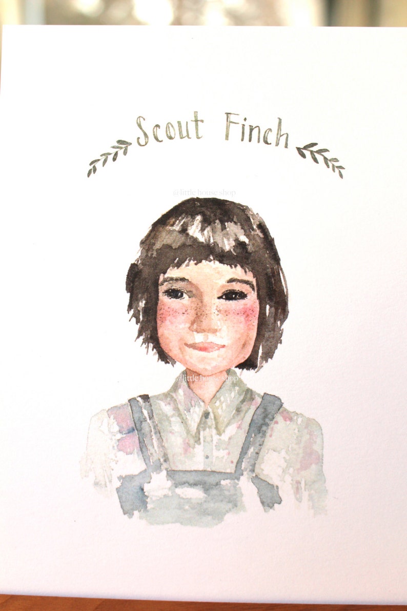 Scout Finch Watercolor Print: Literary Girl Nursery Decor (5x7) - Etsy