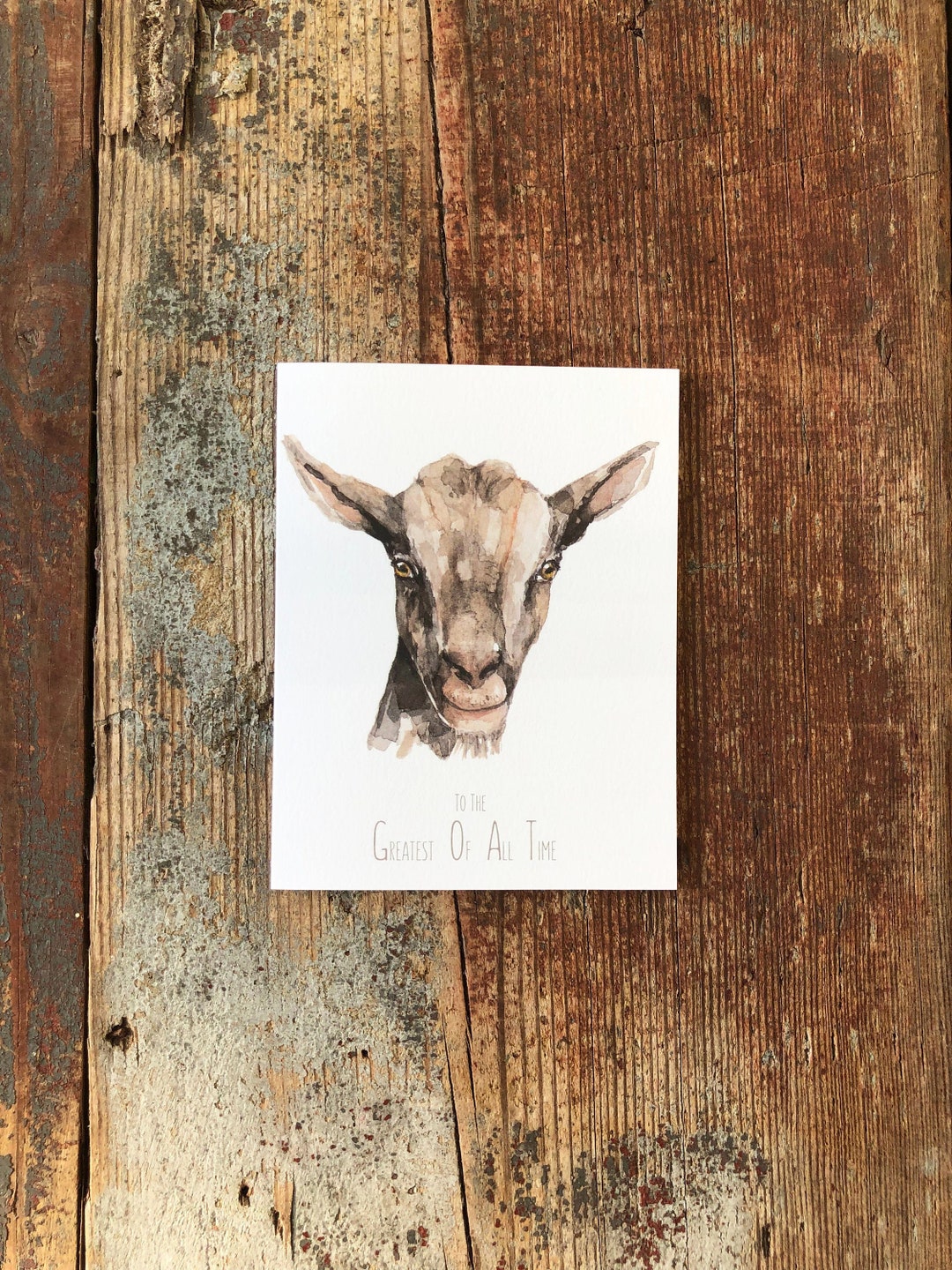 G.O.A.T Greatest of All Time Greeting Card - Watercolor Goat Card ...