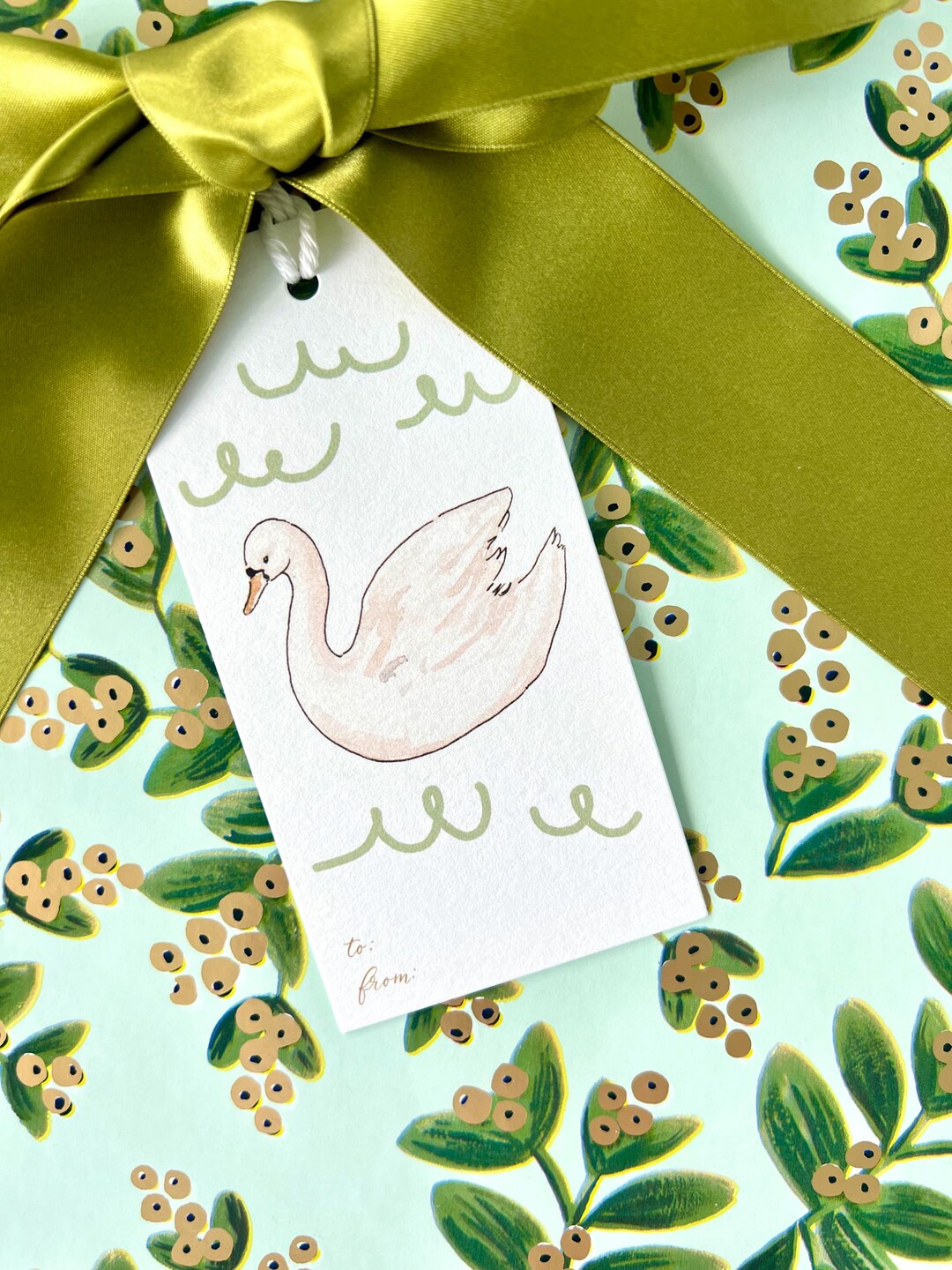 Watercolor Swan Gift Tag Set: All Occasion Gift Wrap - Etsy