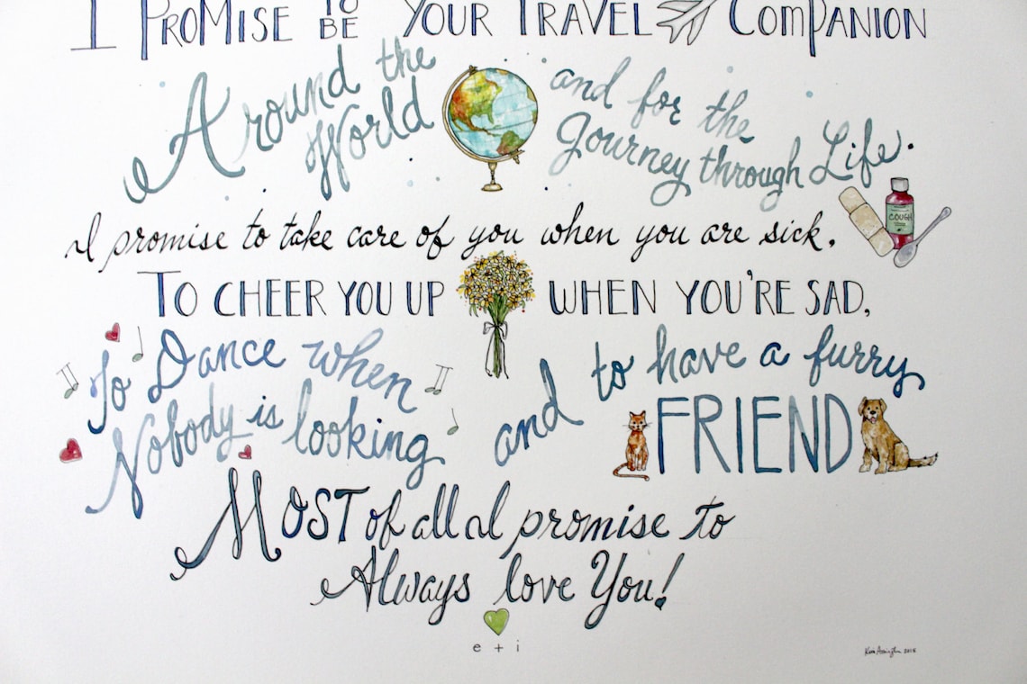 Vow Art Wedding Vow Art Watercolor Vows Ink and - Etsy