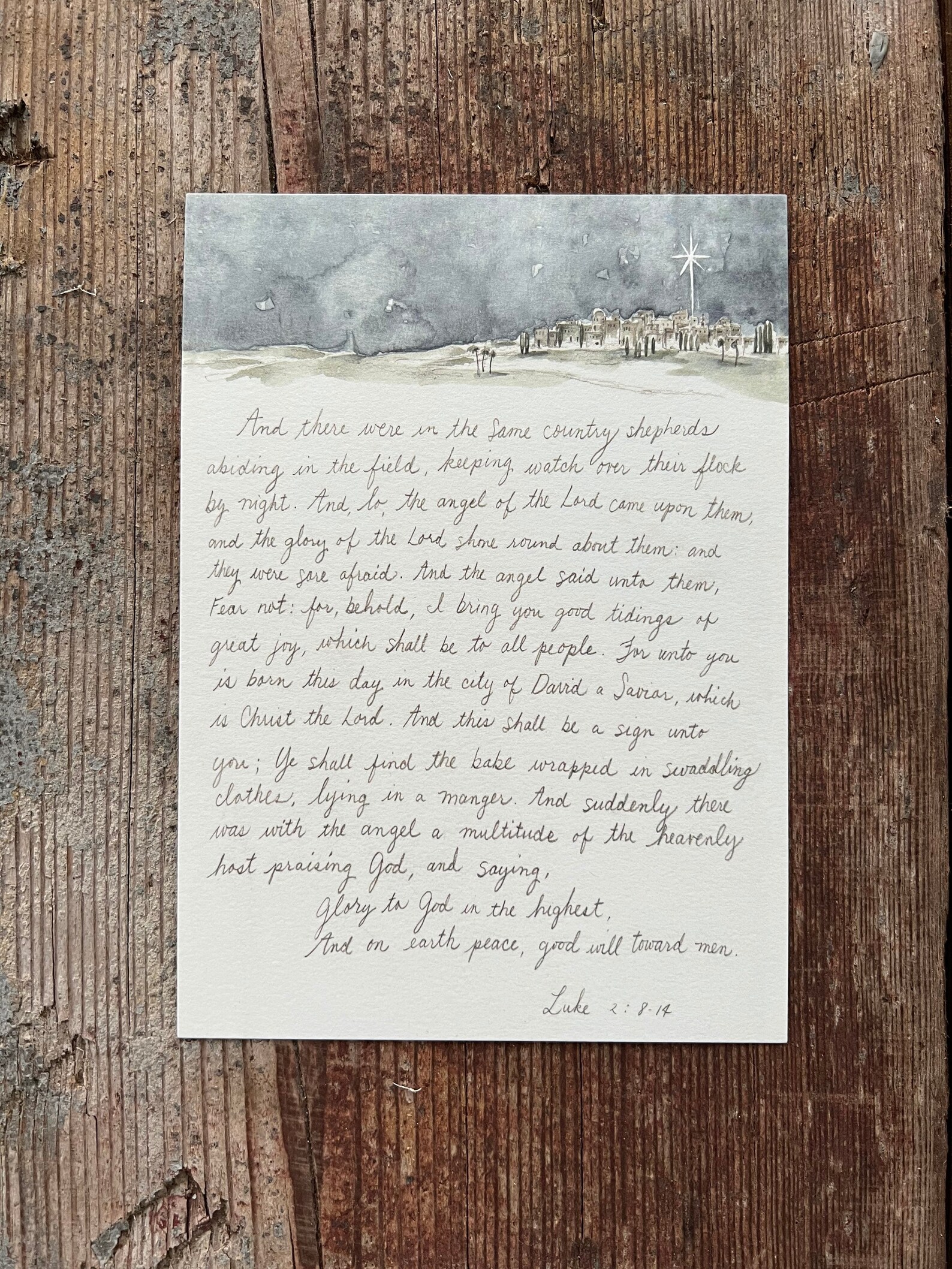 Bethlehem Watercolor and Pencil Sketch Hand Written Scripture - Birth ...