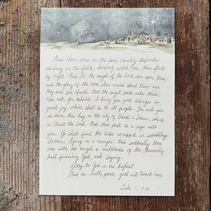 Bethlehem Watercolor and Pencil Sketch Hand Written Scripture - Birth ...
