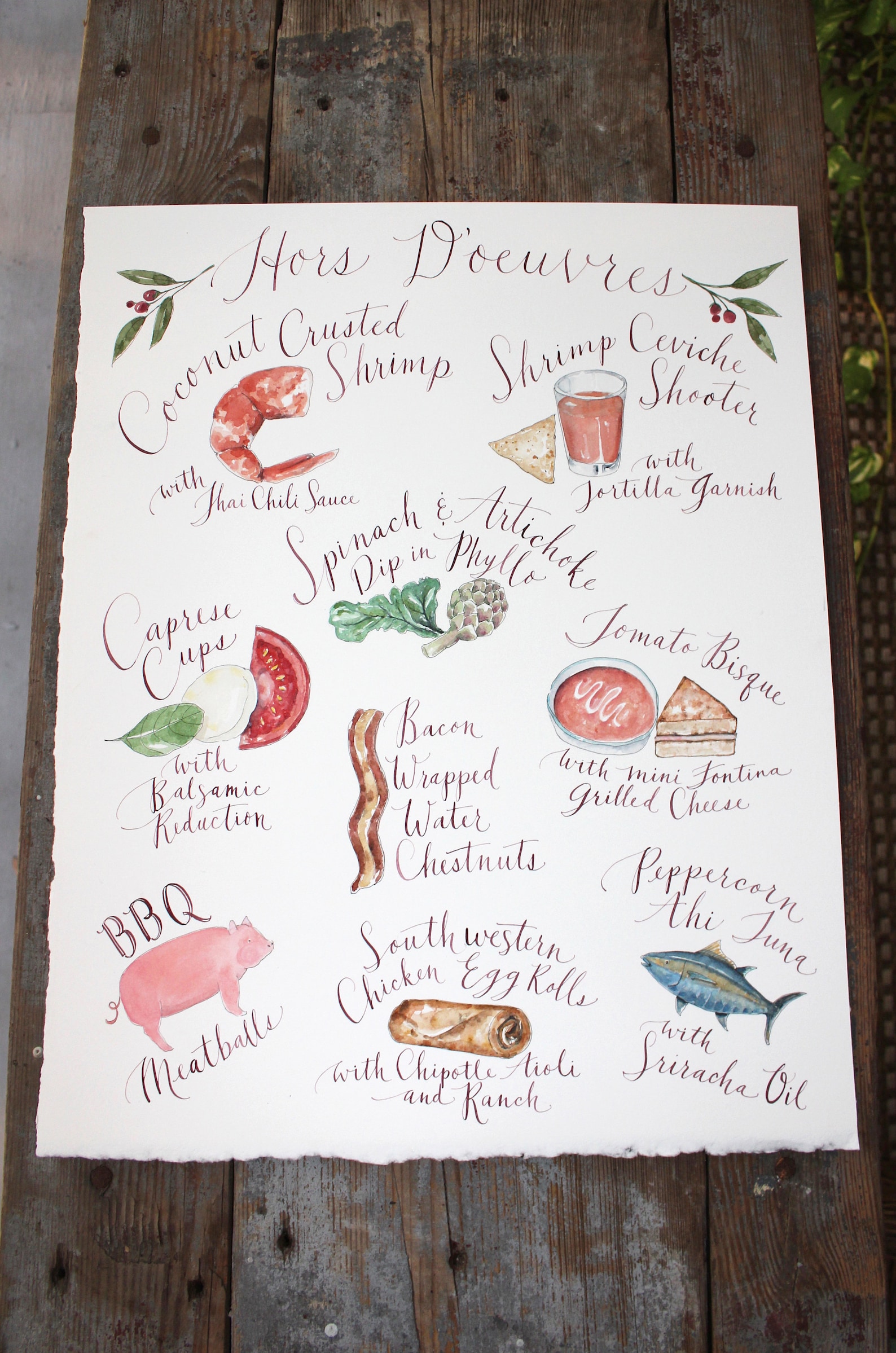 Made to Order Custom Menu Watercolor Illustration - Etsy