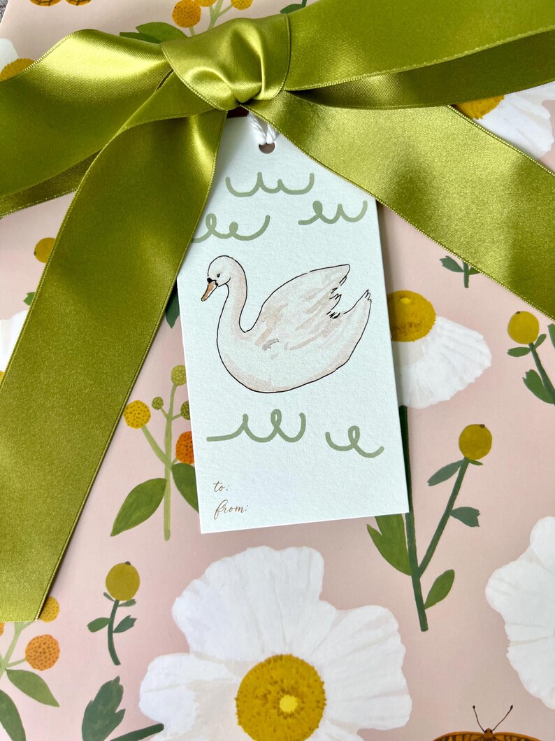 Watercolor Swan Gift Tag Set: All Occasion Gift Wrap - Etsy