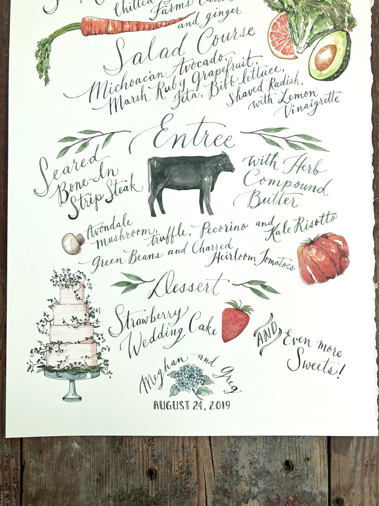 Made to Order Custom Menu Watercolor Illustration | Etsy