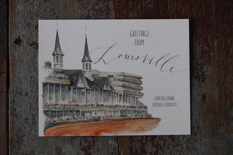 Louisville Kentucky Postcard Kentucky Derby Watercolor | Etsy