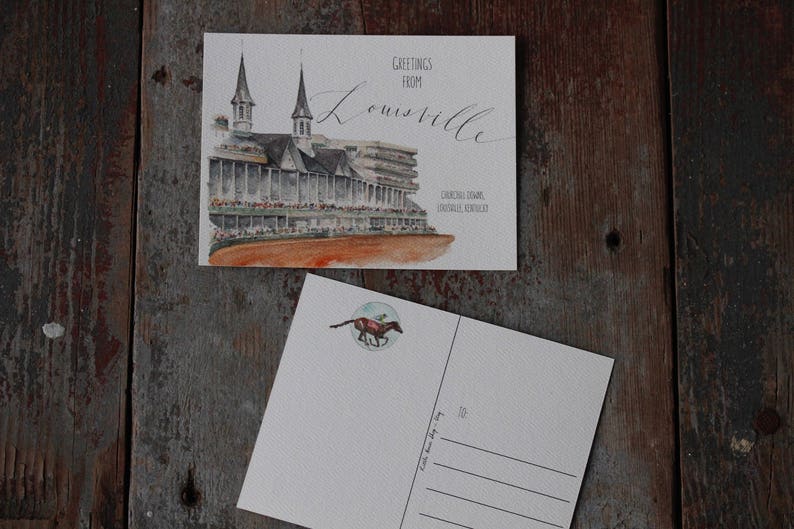 Kentucky Derby Postcard: Watercolor Churchill Downs Art - Etsy