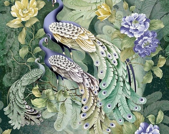 Peacock fabric | Etsy