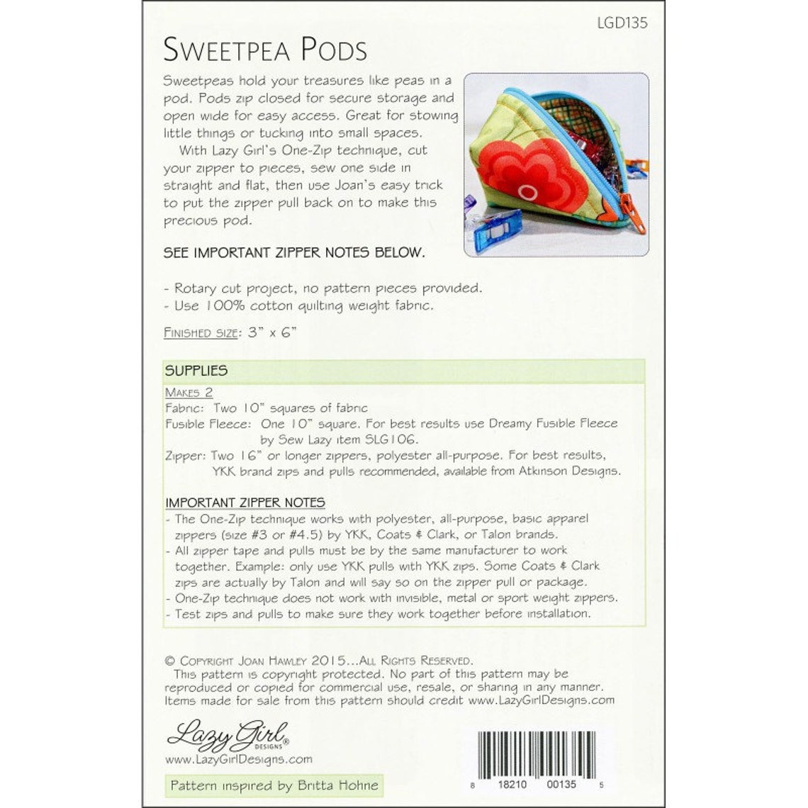 Sweetpea Pods Pattern by Lazy Girl Designs. Zippered Pouch - Etsy