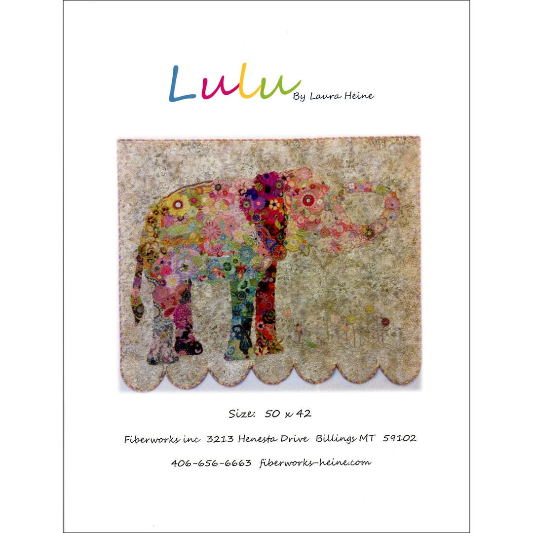 Lulu, an Elephant Collage Quilt Pattern by Laura Heine of Fiberworks - Etsy