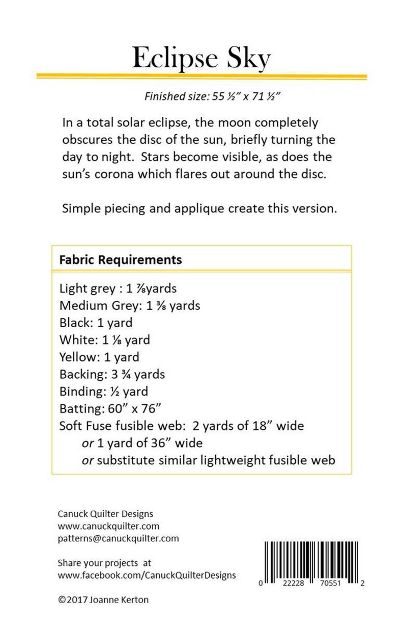 Eclipse Sky Quilt Pattern by Joanne Kerton, Canuck Quilter Designs - Etsy