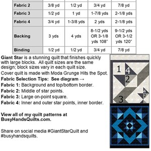 Giant Star Quilt Pattern Designed by Myra Barnes of Busy Hands - Etsy