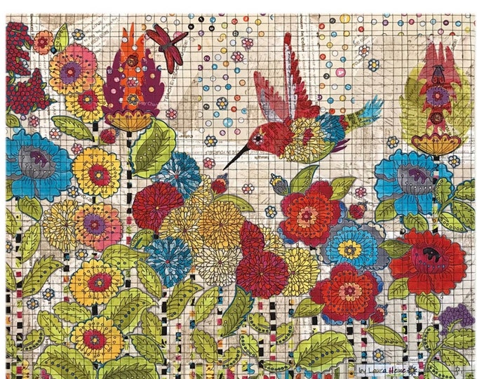Humming Bird Collage Quilt Pattern by Laura Heine of Fiberworks - Etsy