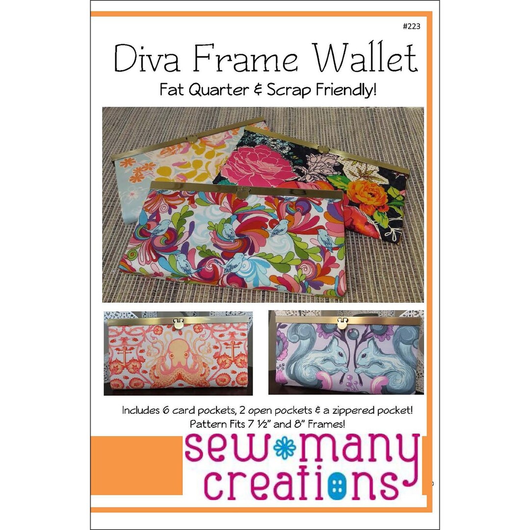Diva Frame Wallet, Pattern by Sew Many Creations, Fat Quarter & Scrap Friendly - Etsy