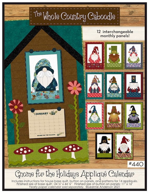 Gnome for the Holidays Calendar Applique Quilt Pattern by the | Etsy