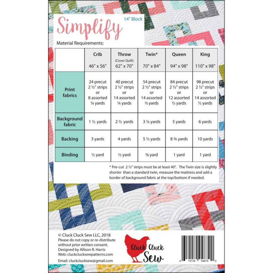Simplify Quilt Pattern by Allison Harris of Cluck Cluck Sew - Etsy