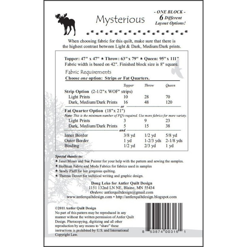 Mysterious Quilt Pattern by Doug Leko of Antler Quilt Designs, One ...