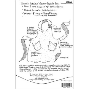 Church Ladies Apron, Pattern by Mary Mulari Designs - Etsy