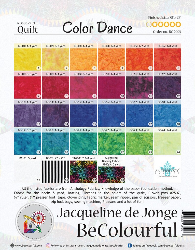 Color Dance Quilt Pattern Paper Piecing Pattern and | Etsy