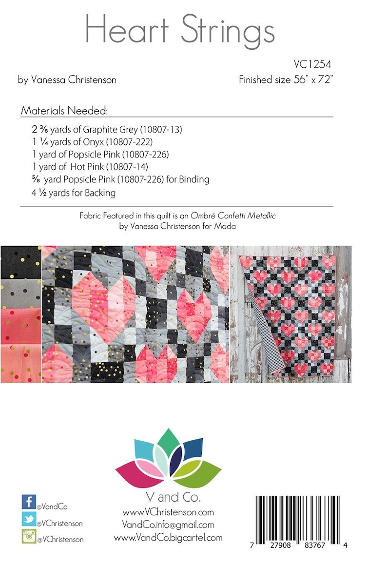 Heart Strings Quilt Pattern by Vanessa Christenson of V and - Etsy