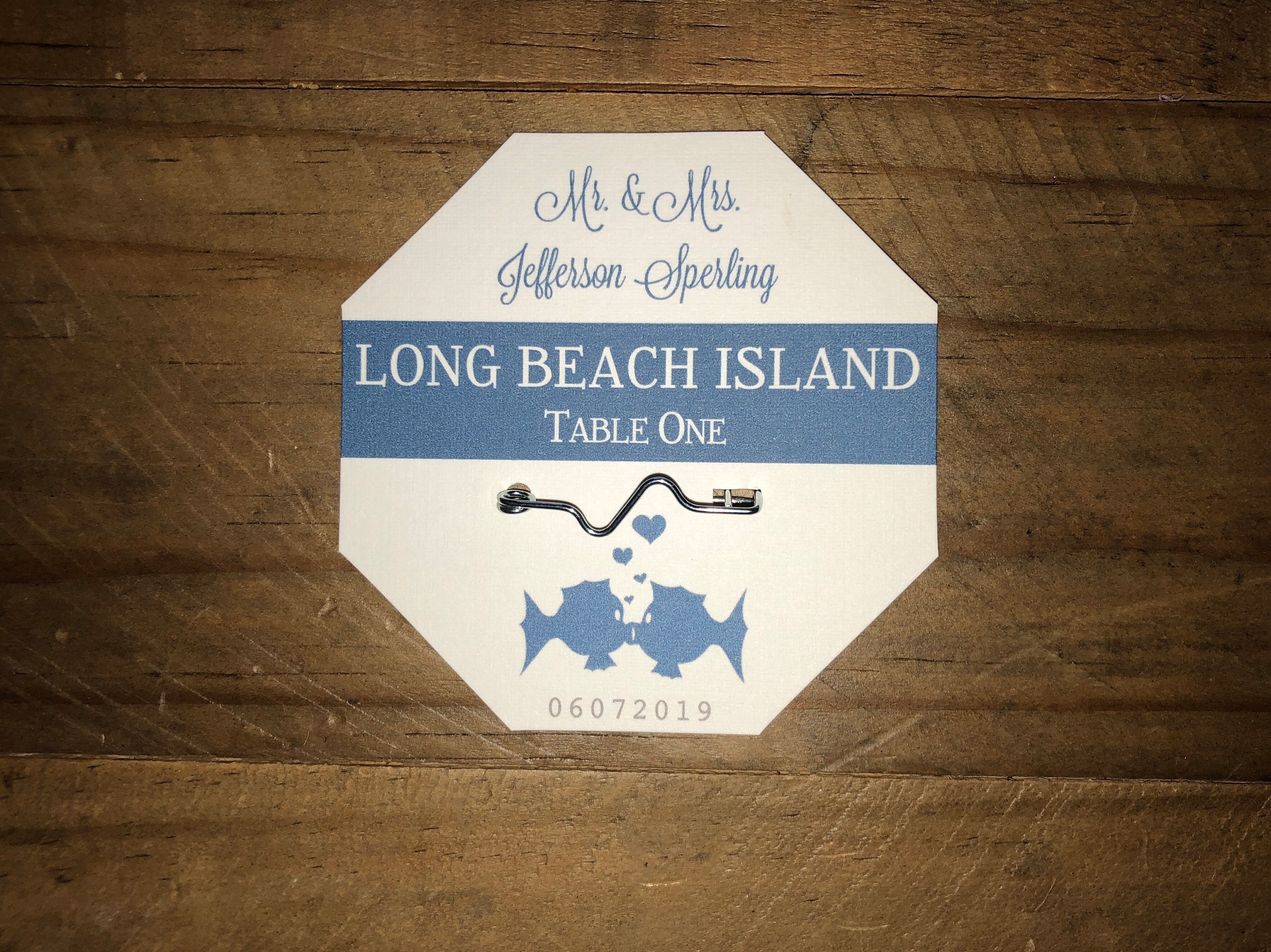 Kissing Fish Slate Blue Beach Badge Place Cards Ocean Wedding - Etsy