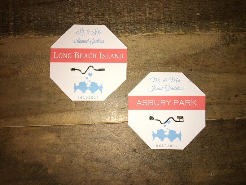 Kissing Fish Slate Blue Beach Badge Place Cards Ocean Wedding - Etsy