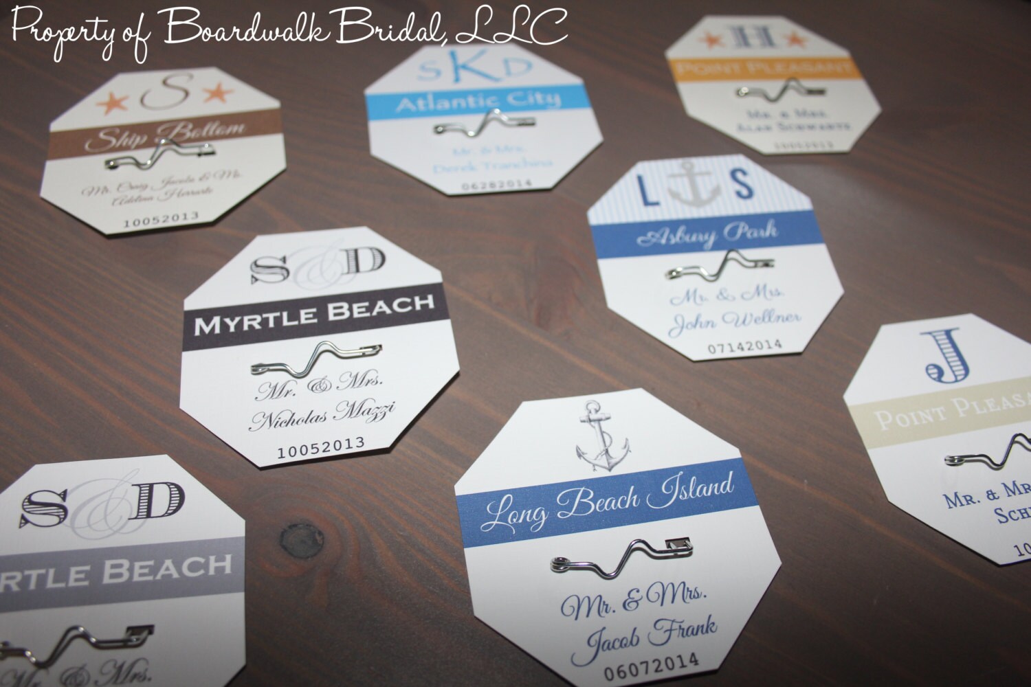 Beach Badge Place Cards or Escort Cards Beach Weddings - Etsy