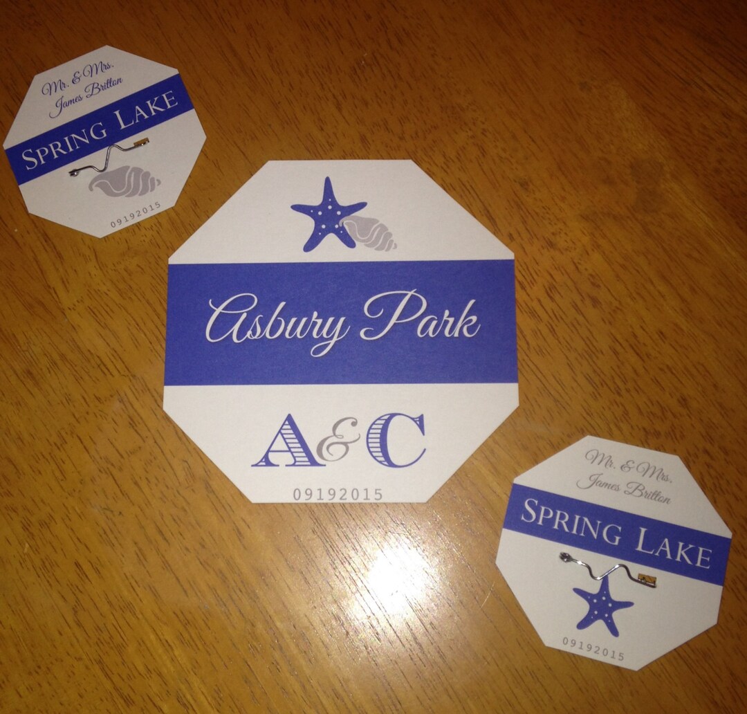 Beach Badge Place Cards and Table Names or Numbers Blue and - Etsy