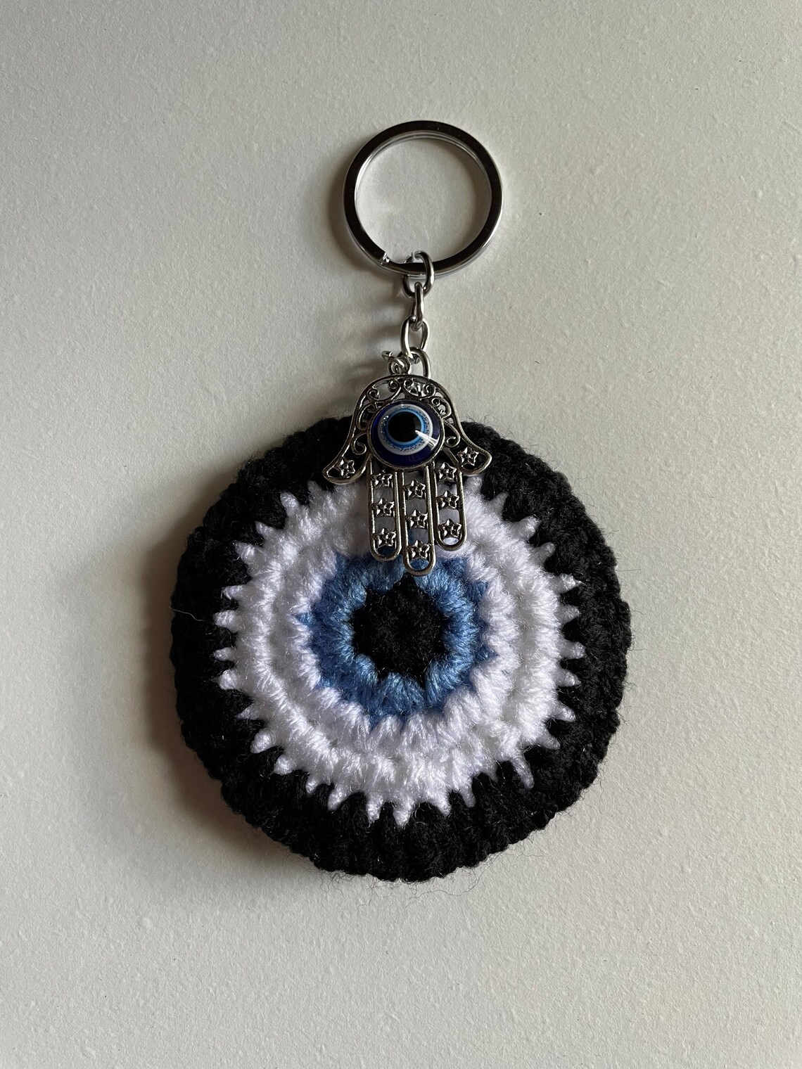 Crochet Evil Eye Keychain - Free Shipping - Etsy