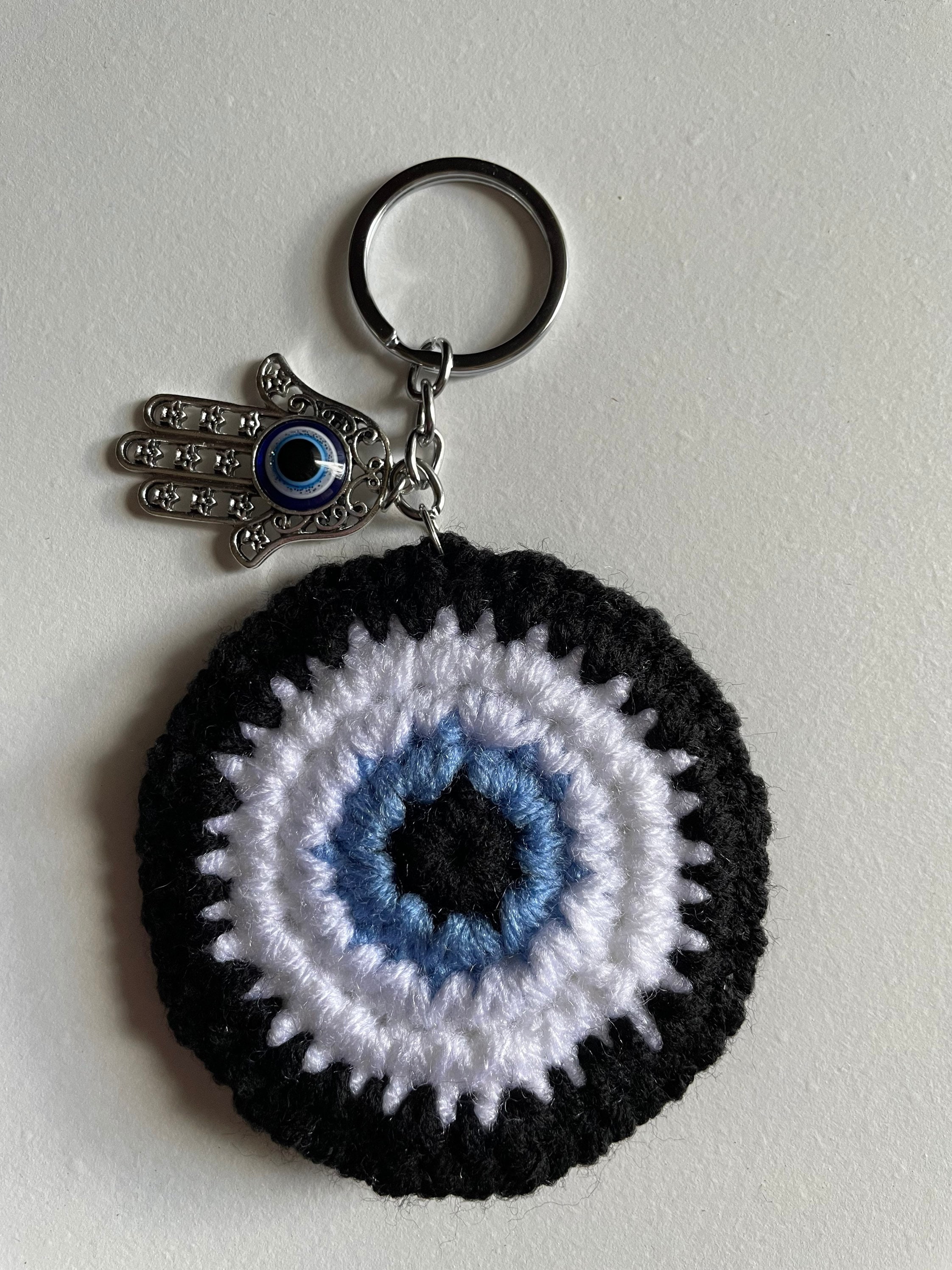 Crochet Evil Eye Keychain Free Shipping - Etsy