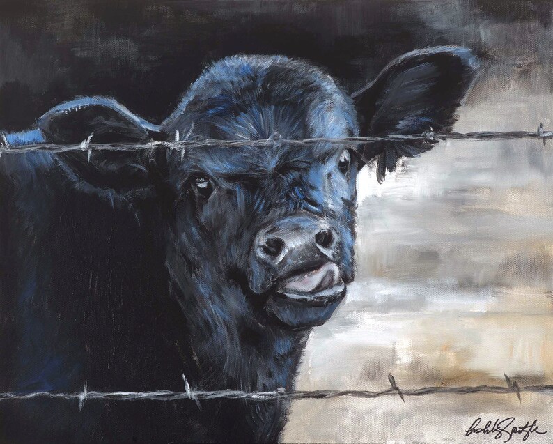 Playful Calf" Gicleé Prints on Canvas. - Etsy