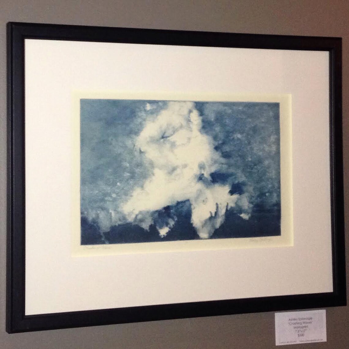 7.2"x12" Original Monoprint. "crashing Waves." (shipping Included in ...