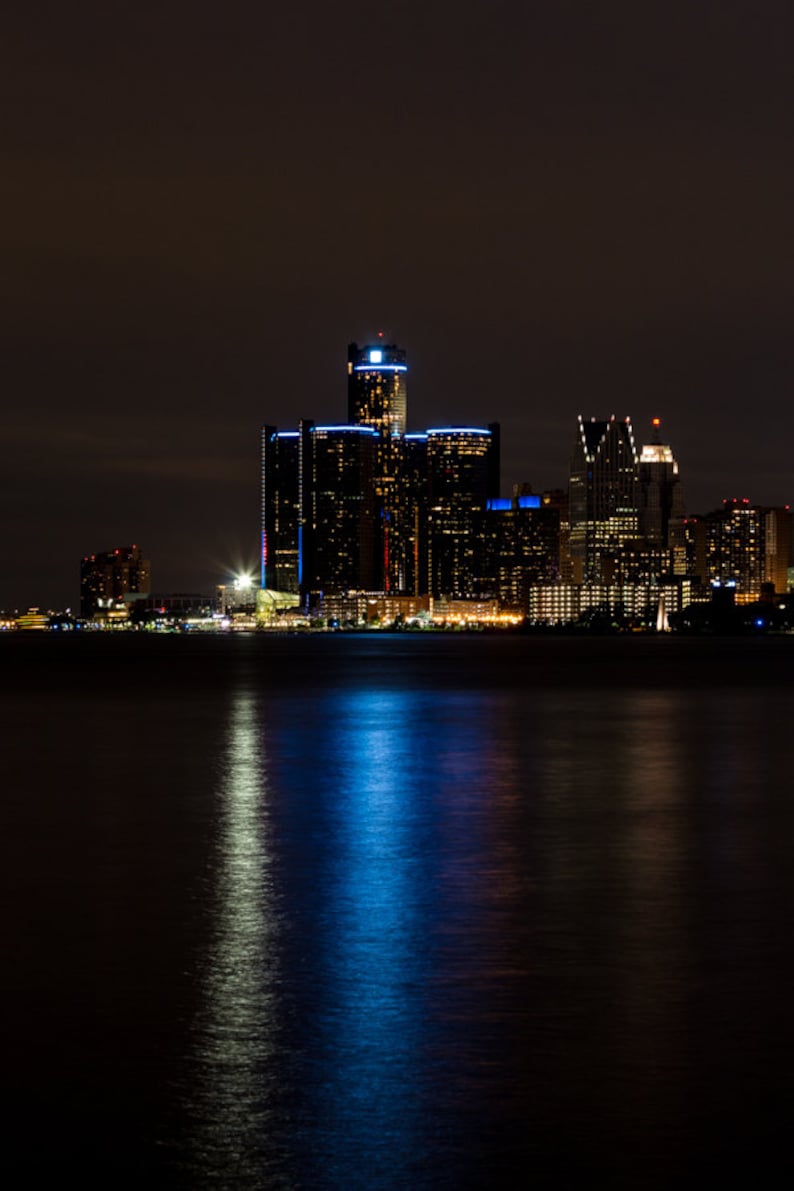 Detroit Renaissance Center at Night - Fine Art Print, Cityscape, Urban ...