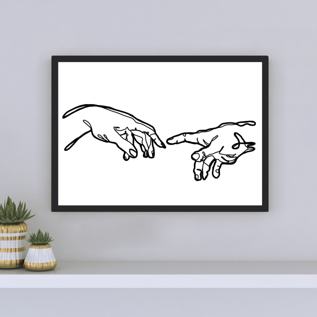 Michelangelo Line Drawing Hands Artwork Digital Wall Art - Etsy