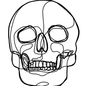 Single Line Skull Drawing Spooky Artwork Digital Print Wall - Etsy
