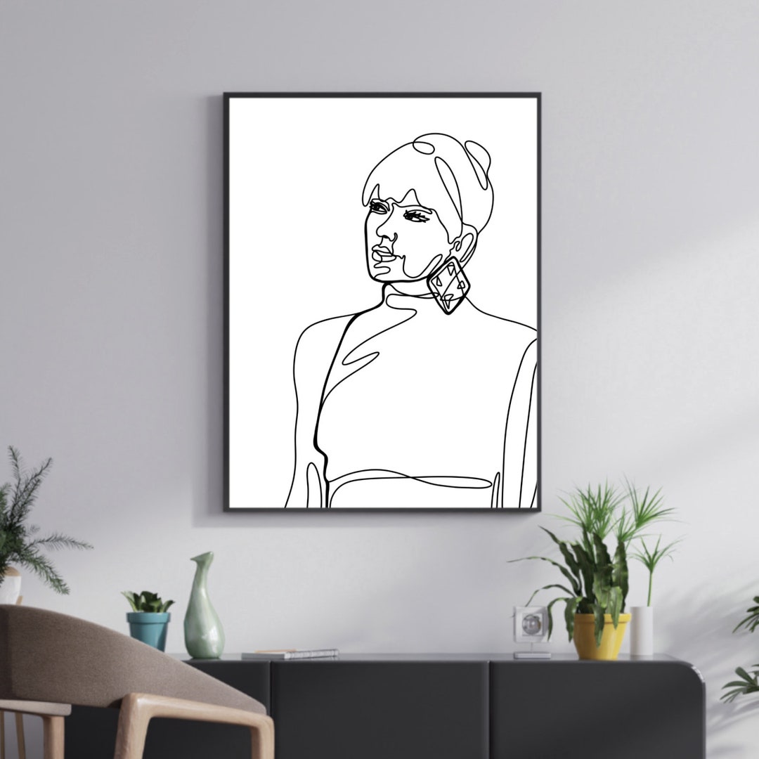Taylor Swift Single Line Drawing, Digital Art, Swifties, Home Décor ...