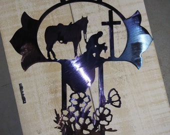 Hand Made Cowboy Cowboy and Cross Simple Silhouette - Etsy